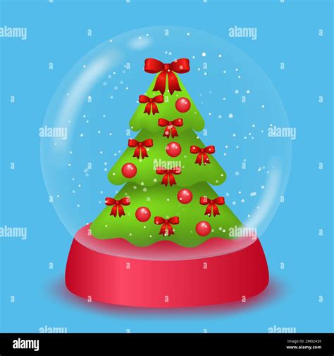 Realistic Snow Globe With A Decorated Christmas Tree Inside Festive