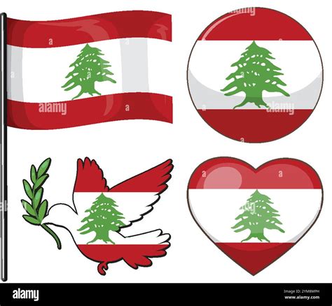 Various Lebanese Flag Designs And Symbolic Elements Stock Vector Image