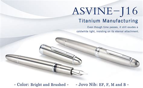 Asvine J16 Solid Titanium Fountain Pen Broad Jowo Nib Piston Filling Ink Window Asvine J16 Solid Titanium Fountain Pen Broad Jowo Nib Piston Filling Ink Window