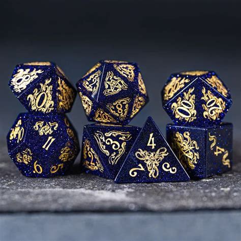 Urwizards Dnd Engraved Blue Sandstone Dice Set Cthulhu Style Cthulhu