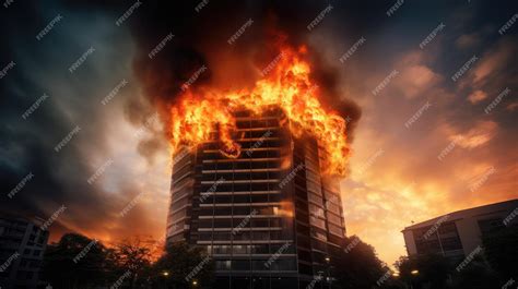 Un Edificio Alto Con Llamas Y Humo Saliendo De Sus Ventanas Enfatizando La Importancia De Las