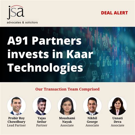 Jsa On Linkedin A91 Partners Invests In Kaar Technologies Jsa