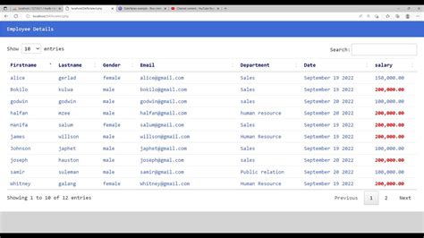 Html Table Data From Database With Filtering Searchable Using Bootstrap And Datatable Youtube