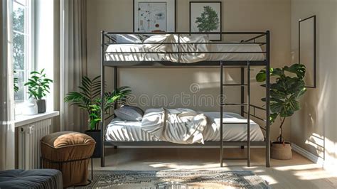 Bedroom With Bunk Bed And Couch Stock Image Image Of Sofa Blanket