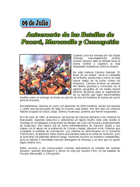 9 De Julio Aniversario De Las Batallas De Pucará Marcavalle Y