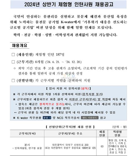 한국수자원공사 체험형 인턴 채용 공모전 대외활동 링커리어
