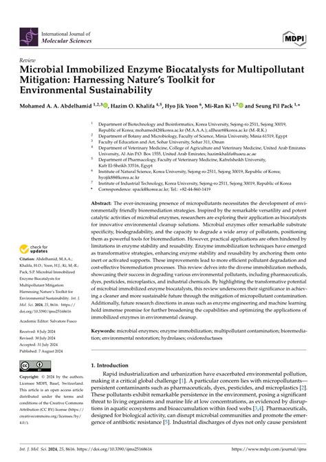 Pdf Microbial Immobilized Enzyme Biocatalysts For Multipollutant