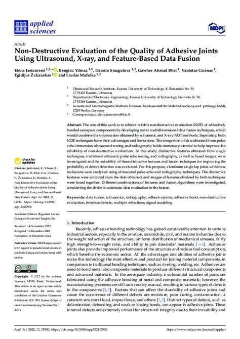 Pdf Non Destructive Evaluation Of The Quality Of Adhesive Joints Using Ultrasound X Ray And