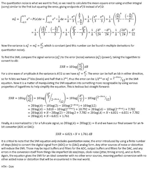 Quantization Noise 101 Where Does Snr About 6n Db Come From Audio Science Review Asr Forum