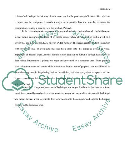 Computer Input And Output Essay Example Topics And Well Written Essays 500 Words