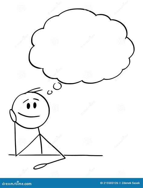 Man Or Businessman Thinking With Empty Thought Bubble Vector Cartoon