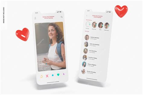 데이트 앱 템플릿 화면 모형 떨어지는 프리미엄 Psd 파일