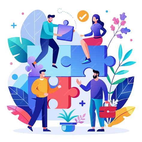 Teamwork Connecting Puzzle Pieces For Success Premium Ai Generated Vector