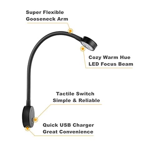 Snapklik Com Acegoo V LED Reading Light RV Boat Bedside Reading Lamp Volt Flexible
