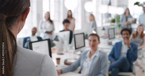 Presentation Question Or Woman Speaker Hand In Conference Work