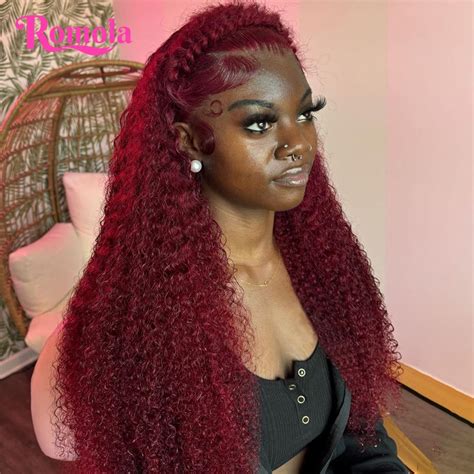 13x4 13x6 Burgundy Deep Wave Frontal Wig Curly Wigs Human Hair Hd