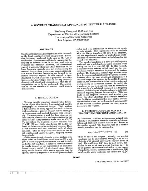 pdf a wavelet transform approach to texture analysis