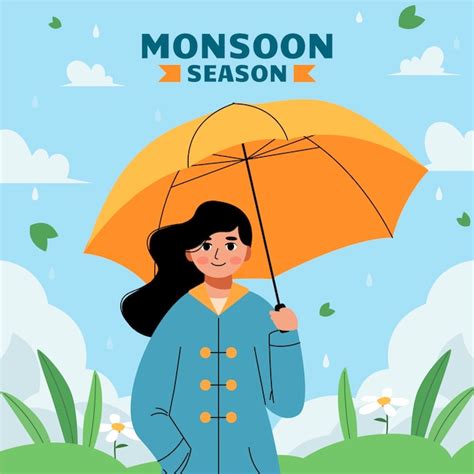 Premium Vector Flat Illustration For Monsoon Season