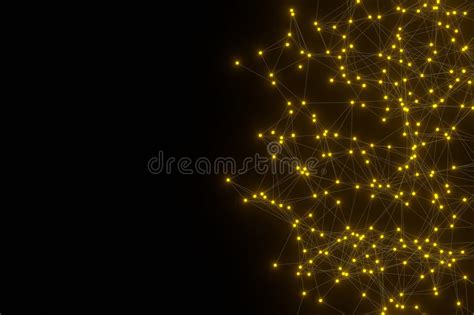 3d Render Loop Abstract Technology Plexus Connection Dot On Black Background Stock Illustration