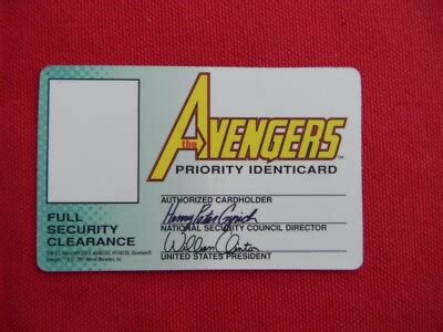 The Avengers Priority Identicard Ebay