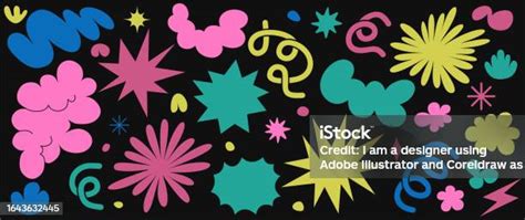 꽃과 구름 모양은 트렌디한 복고풍 90년대 00년대 만화 스타일의 기하학적 추상 스티커 팩입니다 파도 루프 별 거품 펑키 플라워 그루비 물결 모양 및 나선형 요소 벡터