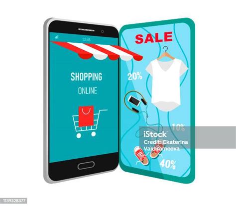 벡터 개념 웹 사이트 또는 모바일 응용 프로그램에 온라인 쇼핑 비즈니스 및 디지털 마케팅 개념에 대한 스톡 벡터 아트 및 기타 이미지 Istock