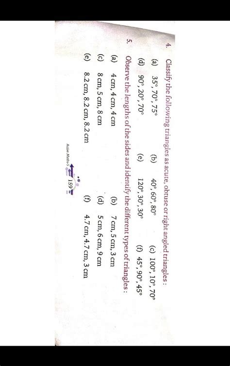 Classify The Following Triangles As Acute Obtuse Or Right Angled Triangl