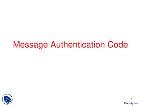 Message Authentication Code Introduction To Cryptography Lecture
