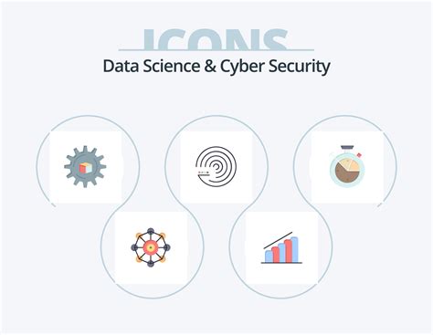 Data Science And Cyber Security Flat Icon Pack 5 Icon Design Time Scince Atoumated