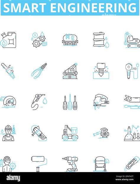 Smart Engineering Vector Line Icons Set Engineer Smart Engineering