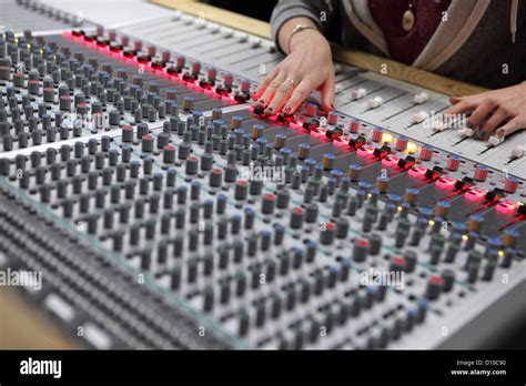 Female Hands Using Sound Mixing Desk Close Up Detail UK Stock Photo Alamy