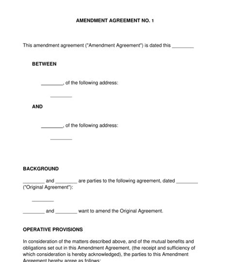 Contract Amendment Sample Template Word And PDF