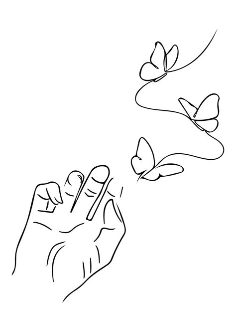 Butterfly Hands Line Art Poster By Chris Hartmann Displate