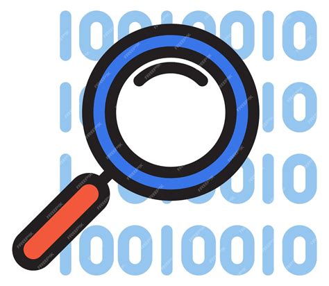 Code Binaire Avec Loupe Icône De Recherche De Couleur Vecteur Premium