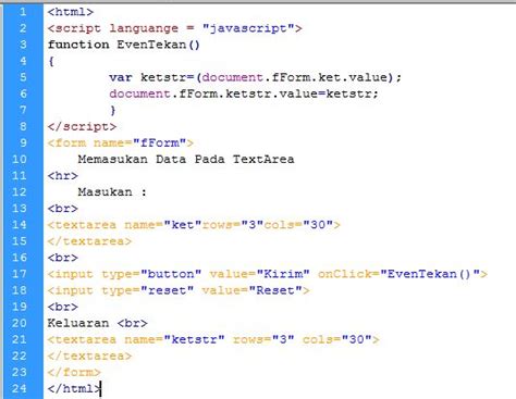 Website Praktis Studi Kasus Html Javascript Object Text Area