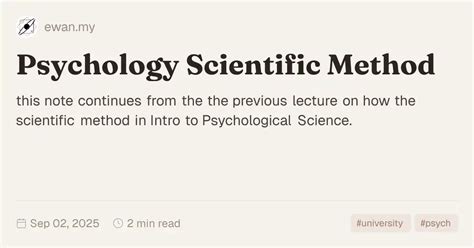 Psychology Scientific Method