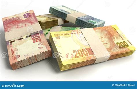 South African Rand Notes Bundles Stack Editorial Stock Image