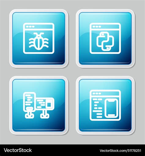 Set Line System Bug Python Programming Language Vector Image