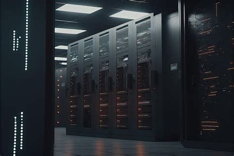 Premium Photo Data Center Computers Large Facility With Servers Storage Sollution Generative Ai