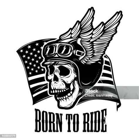 미국 국기 배경에 레이서 두개골 바이커 두개골 포스터 카드 배너 기호에 대한 디자인 요소 벡터 일러스트 레이 션 고풍스런에 대한