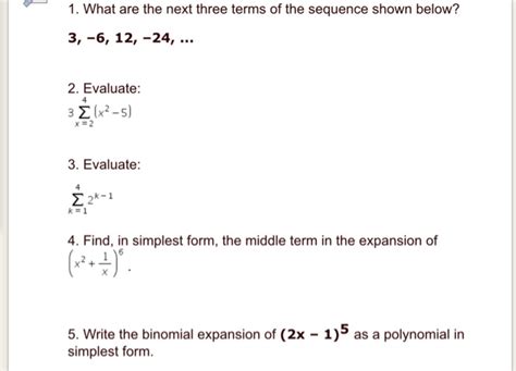 Solved 1 What Are The Next Three Terms Of The Sequence