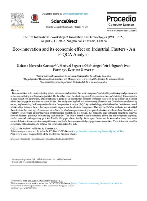Pdf Eco Innovation And Its Economic Effect On Industrial Clusters An Fsqca Analysis