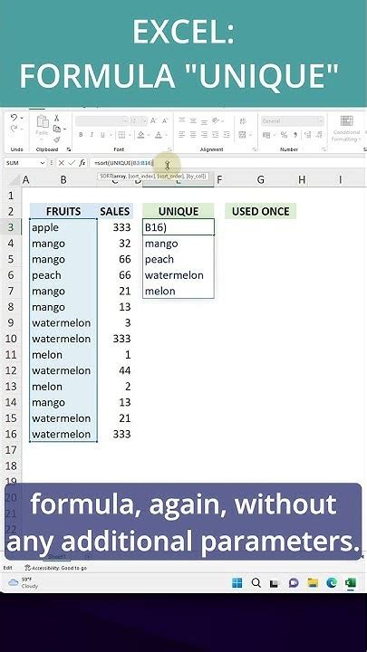 how to extract unique values in excel shorts youtube