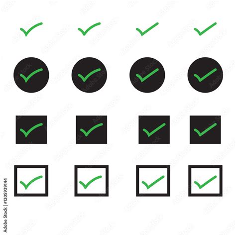 Check Box Icon With Correct Accept Checkmark Icons Green Tick Box Check List Circle Frame