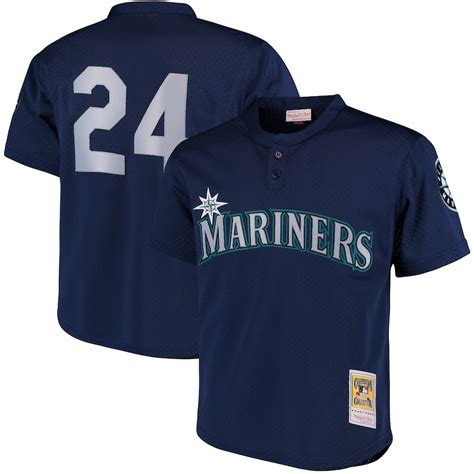 Mitchell And Ness Ken Griffey Jr Seattle Mariners Navy Cooperstown Collection Mesh Batting