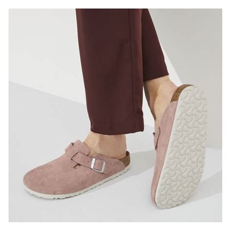 Birkenstock Boston Soft Footbed Pink Clay Suede Clog Narrow