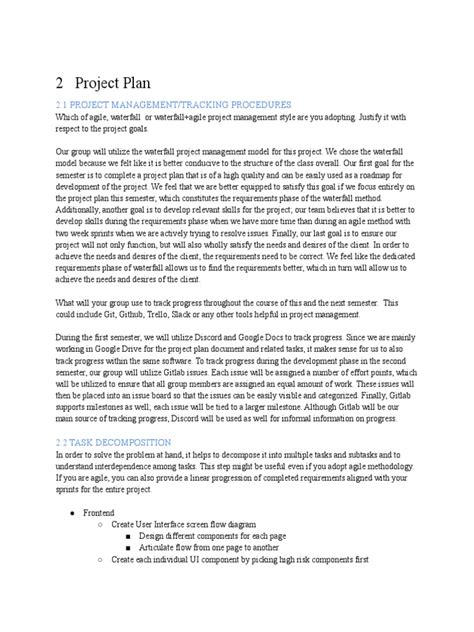 Project Plan Assignment Pdf Databases User Interface