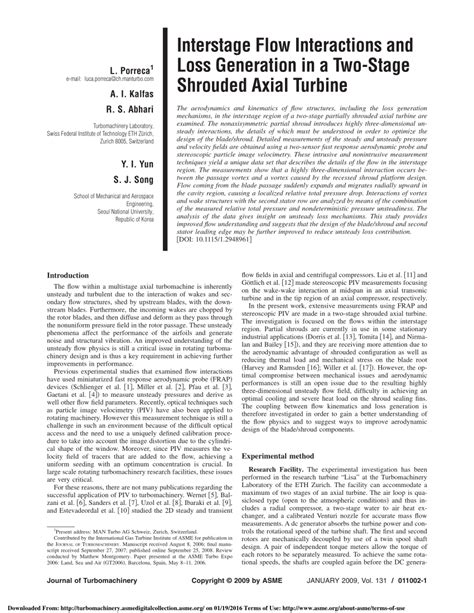 Pdf Interstage Flow Interactions And Loss Generation In A Two Stage