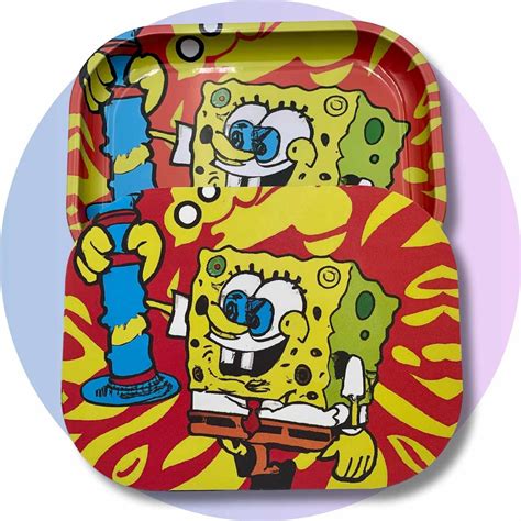 Spongebob Metal Rolling Tray With Magnetic Lid 18cm X 14cm Taj Wholesale Smoke Shop Distro