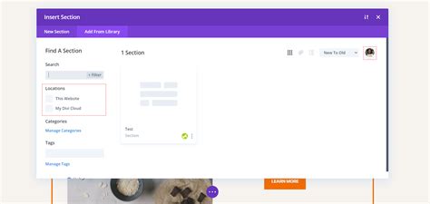 how to access different libraries in divi